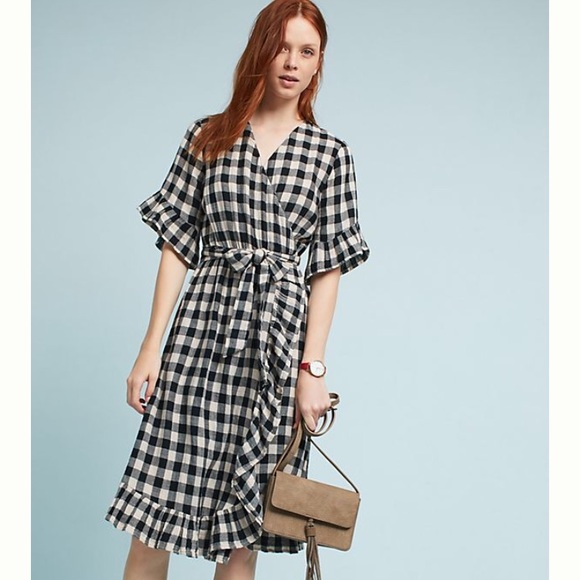 Anthropologie | Dresses | Isabella Sinclair Gingham Wrap Dress | Poshmark